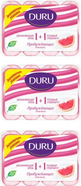 Мыло туалетное Duru Soft Sensation (1+1) Розовый грейпфрут эконом, 3 уп по 4*80 г - купить с ...