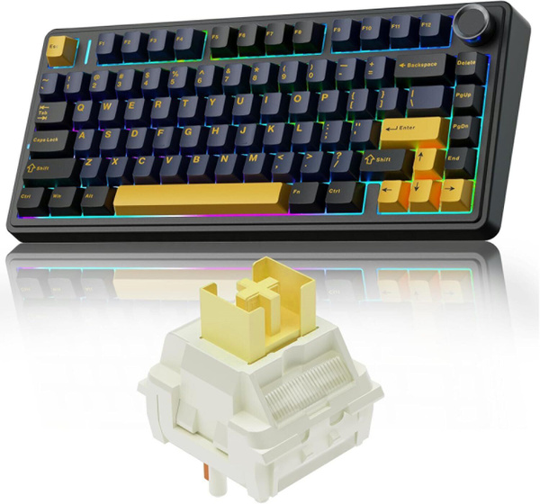 Игровая клавиатура беспроводная AULA F75 75% Беспроводная механическая клавиатура, RGB ...