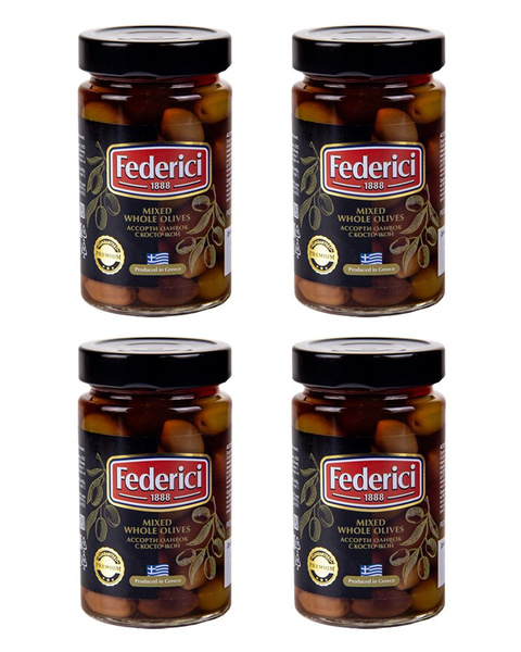 Ассорти оливок Federici с косточкой 300 г - 4 шт купить на OZON по низкой цене (1684516731)