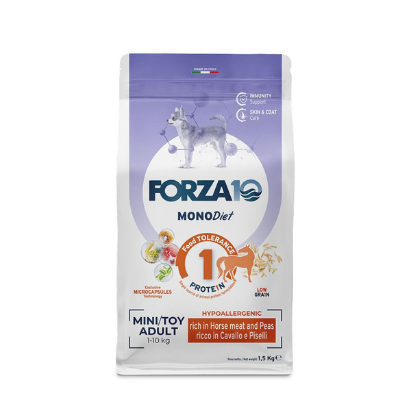 Forza10 Mini Diet Cavallo con Piselli сухой гипоаллергенный корм для взрослых собак мелких пород ...