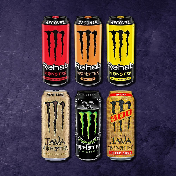 Набор из 6 энергетических напитков Monster Energy (Strawberry Lemonade ...