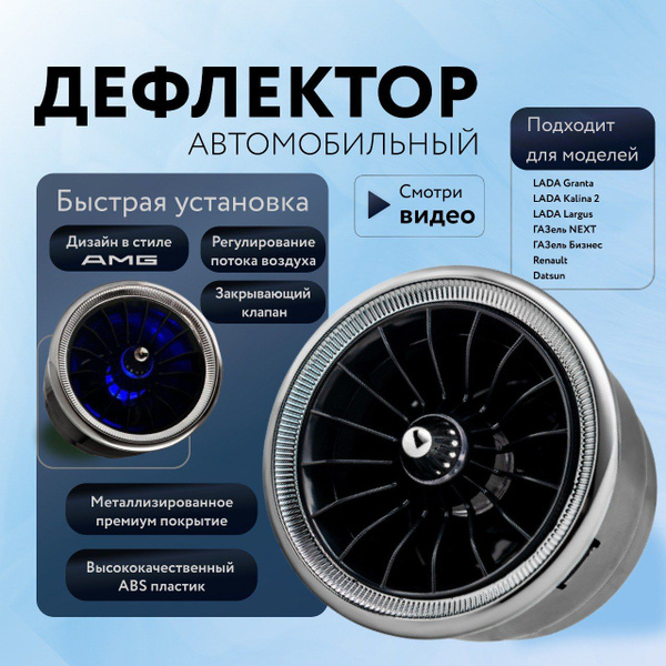 Дефлектор воздуховода в стиле AMG (АМГ) / Сопло воздуховода с синей ...