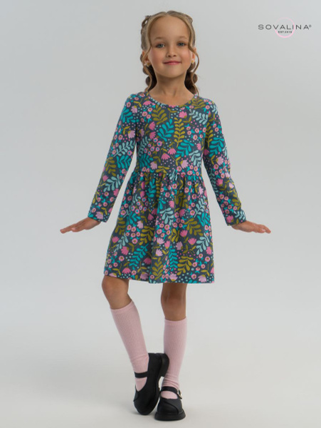 Платье для девочки SOVAlina, Девочки, На любой сезон, размер 104, материал Трикотаж, Хлопок ...
