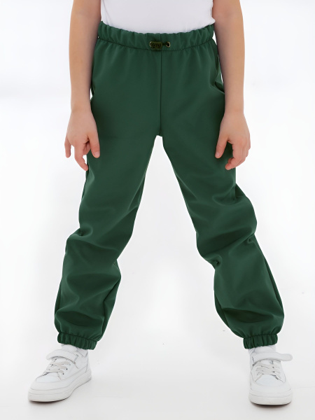 Брюки утепленные Девочки, Мальчики Nana Perin зеленый Softshell, размер 110 Затягивающийся ...