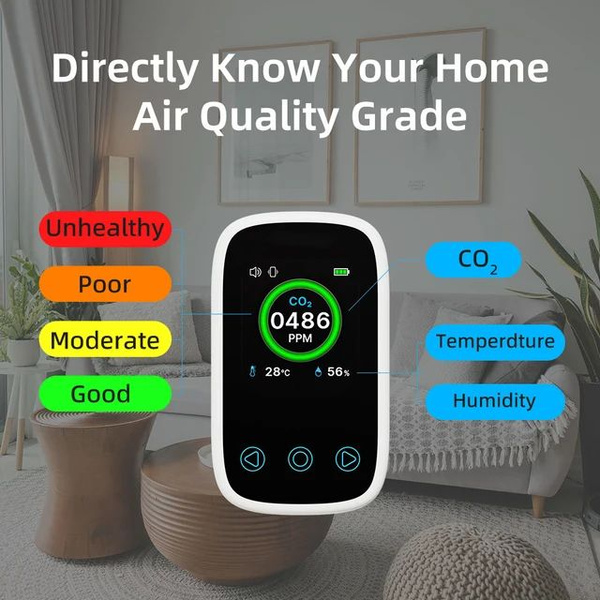 Характеристики Портативный 3-в-1 детектор качества воздуха CO2 ...