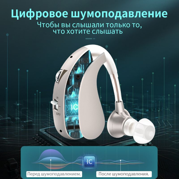Цифровой усилитель слуха на аккумуляторе для пожилых и взрослых людей ...