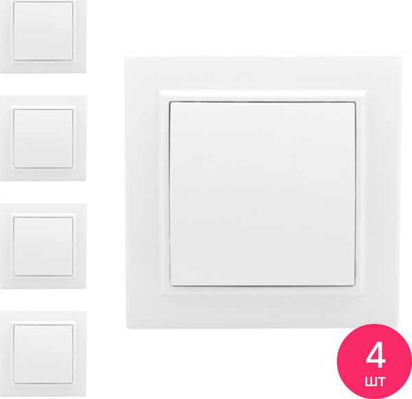 Выключатель EKF / ЕКФ Basic Минск, 10А IP20 скрытой установки белый 84х84х34мм одноклавишный ...