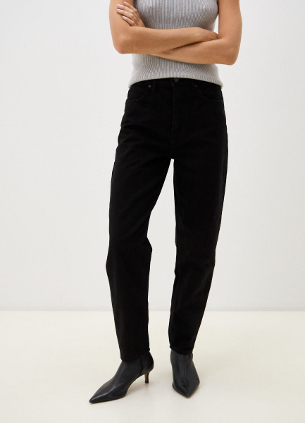 Джинсы Женский FACE CODE черный мом Текстиль, размер 48 свободный Молния Средняя Молния Пакистан ...