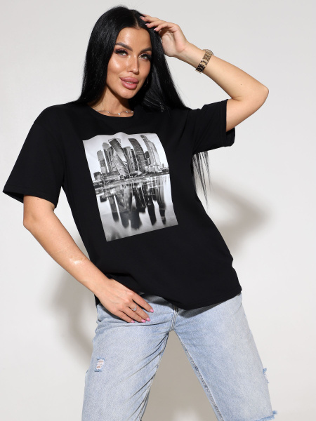 Футболка MIROLINE, размер 44, цвет черный, 90% хлопок, 10% лайкра - купить по выгодной цене в ...