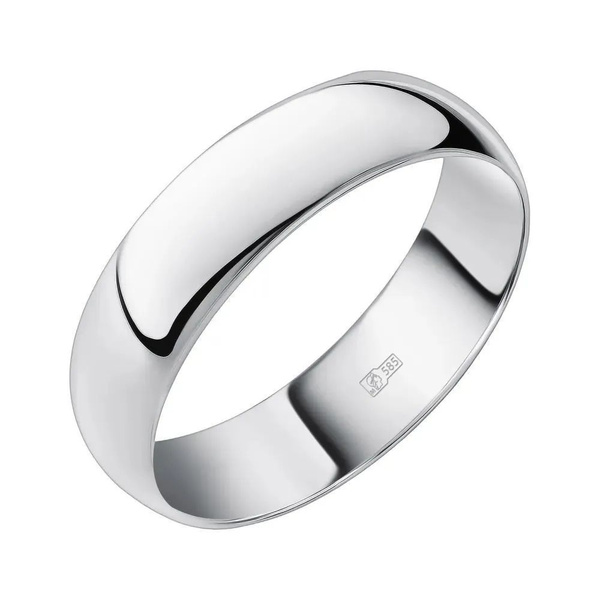 Кольцо обручальное белое золото 585 пробы 5 мм, 585 Золотой купить на ...