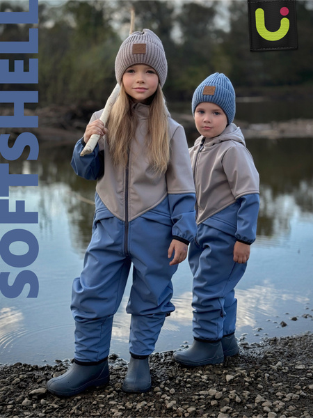 Комбинезон утепленный Девочки, Мальчики Unicalse, размер 104, рост 98 деним, бежевый Демисезон ...