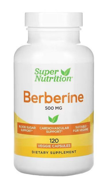 Берберин гидрохлорид, 500 мг, 120 растительных капсул ,Super Nutrition ...