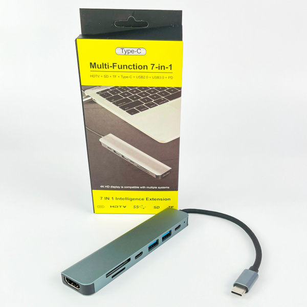 USB HUB 7в1; USB разветвитель; type c hdmi; док станция type c; usb хаб для macbook; SD Card; TF ...