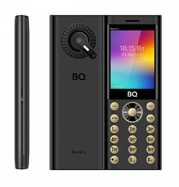 Мобильный телефон BQ 2458 Barrel L Black/Gold, 3 SIM-карты (mini SIM ...