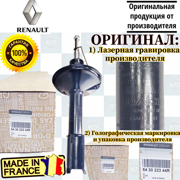 Амортизатор передний газомасляный Renault (ФРАНЦИЯ) для Logan Sandero ...