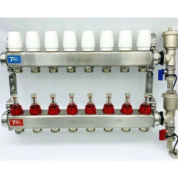 Коллекторная группа с расходомерами без кранов 1"x3/4" 8 выхода Vieir VR113-08A купить на OZON ...