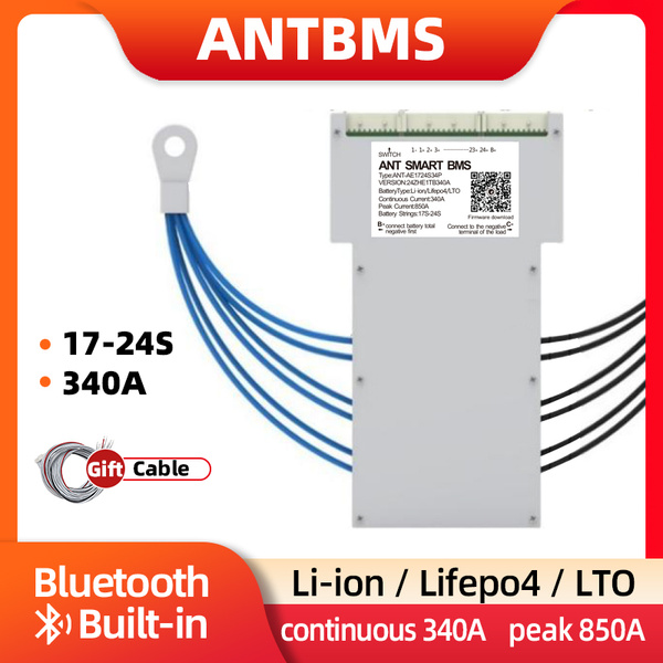 Ant smart BMS Li-Ion LiFePo4 LTO 17S-24S 340A непрерывный пик 850A ...