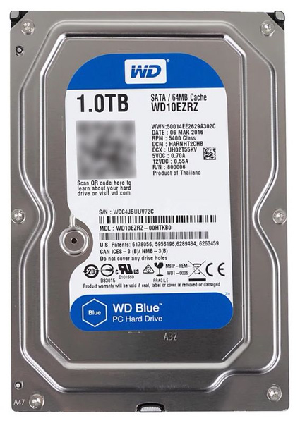 Жесткий Диск Western Digital WD10EZRZ 1Tb 5400 SATAIII 3,5" HDD HDD 1 ТБ Внутренний жесткий диск ...