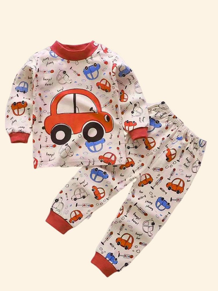 Комплект белья Мальчики BCATON бежевый нейтральный Хлопок, размер 80 Домашний Анималистический ...