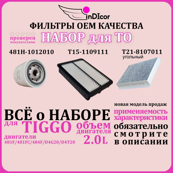 Комплект фильтров для chery двигатель 2.0L Тiggo 4-7-8-8pro ...