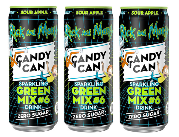 Газированный напиток Candy Can Rick & Morty Green Mix Sour Apple, 3 шт ...