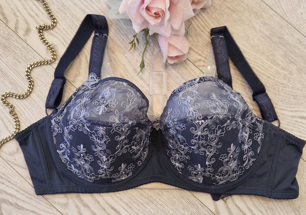 Бюстгальтер Женский Finikin, размер 80H синий Вечерний/праздничный Китай Крючки Бант Орнамент ...