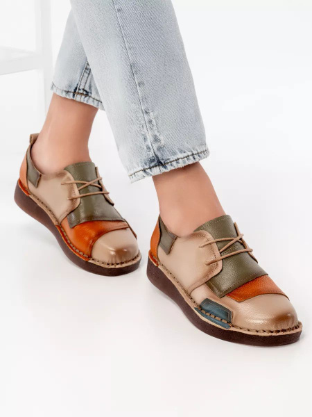 Туфли Женский Covani Натуральная кожа, размер 41 Без каблука 8 слиперы Танцы Россия Шнурки ...