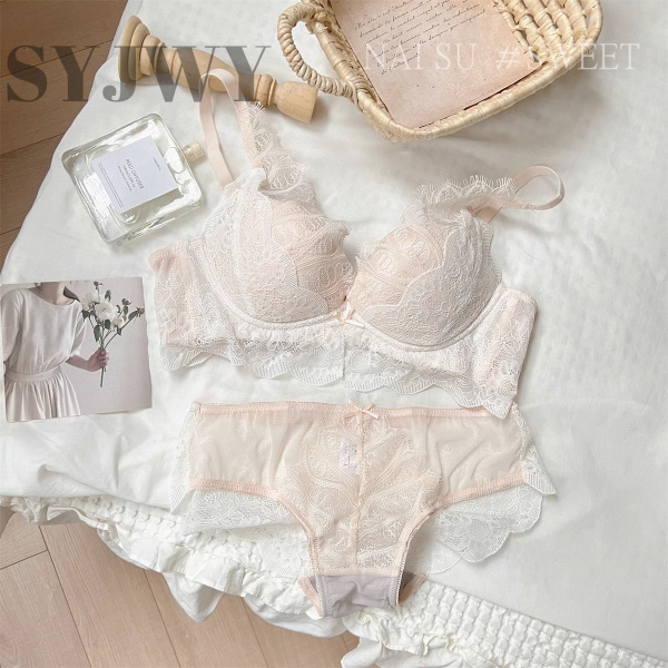 Комплект белья Женский SYJWY белый Завязки бралетт Полиэстер Бахрома, размер 36 Повседневный ...