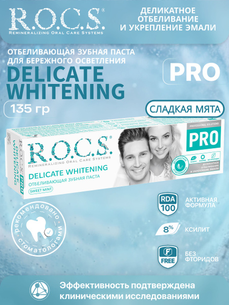 Зубная паста отбеливающая R.O.C.S. PRO Sweet Mint Деликатное ...