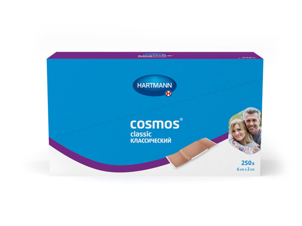 Пластырь медицинский Cosmos classic КЛАССИЧЕСКИЙ телесный, 2х6см, 250 ...