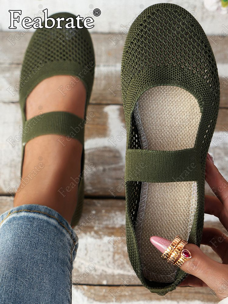 Балетки Женский Feabrate Сетка, размер 37 R (средняя) на резинке Закрытый нос, Тонкая подошва ...