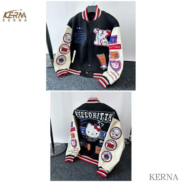 Куртка Мужской, Женский KERNA Вышивка черно-зеленый английский воротник Искусственная кожа ...