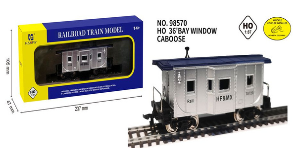 Ретро Вагон Ho 36 Bay Window Caboose для Железной дороги HanFly Metal ...