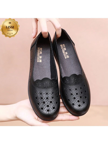 Мокасины Женский LISM черный, размер 36 Россия Без застёжки Аппликация Без каблука Лето Круглый ...