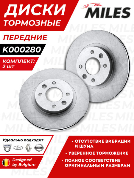 Тормозные Диски Рено Логан 1 Передние Комплект 2 шт. Сандеро Клио Меган ...
