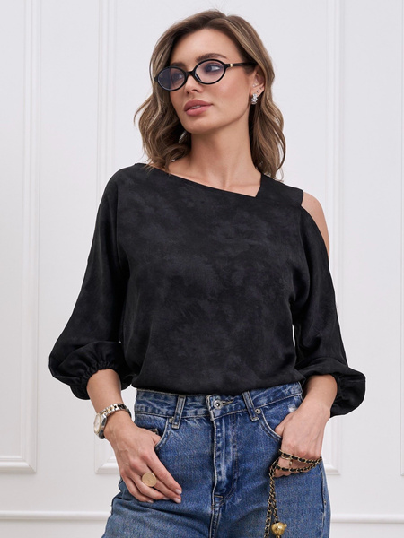 Блузка Женский Justme черный Вискоза, Полиэстер Три четверти Другое ...