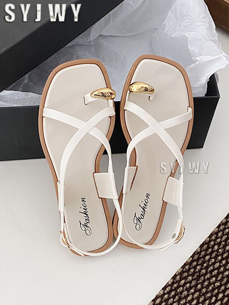 Босоножки Женский SYJWY Без каблука Полиэстер с ПВХ покрытием, размер 40 Открытый нос Лето Китай ...