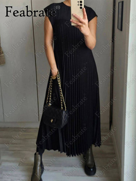 Платье Женский Feabrate черный Повседневный Короткий Политекс, размер 52 Без застежки Однотонный ...