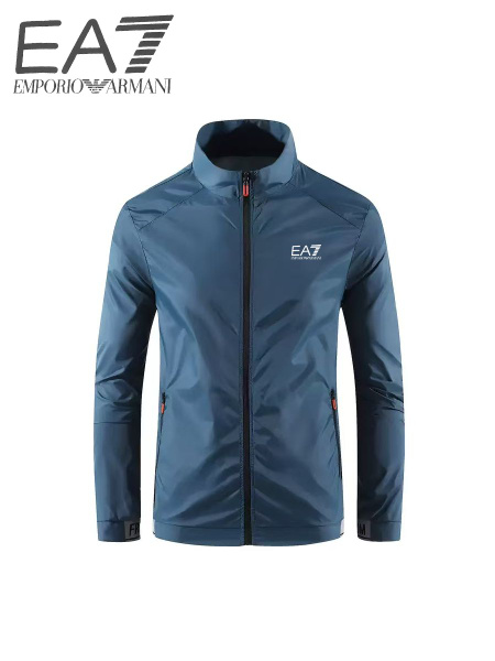 Ветровка Женский EA7 УФ-защита сине-морской круглый Полиэстер FR, размер 42, 44 Длинный На любой ...