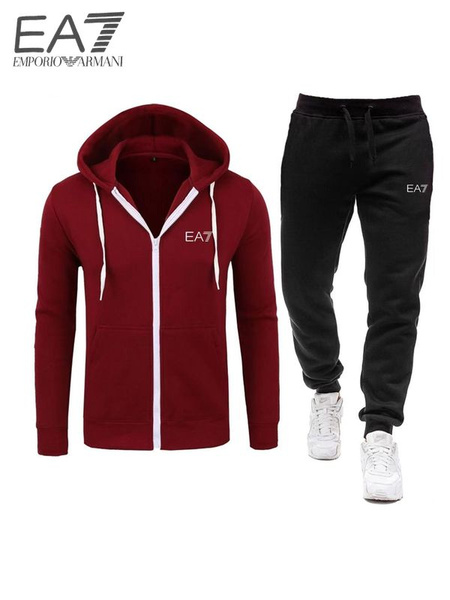 Комплект одежды Мужской EA7 Повседневный брючный красный, размер 50, 52 Полиэстер FR Однотонный ...