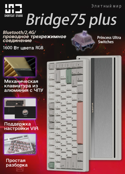 Shortcut studio Игровая клавиатура беспроводная bridge 75 plus ...