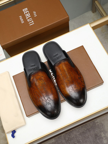 Туфли Мужской Berluti Воловья кожа размер 42 Без каблука 4 слингбэки Без застёжки Круглый нос