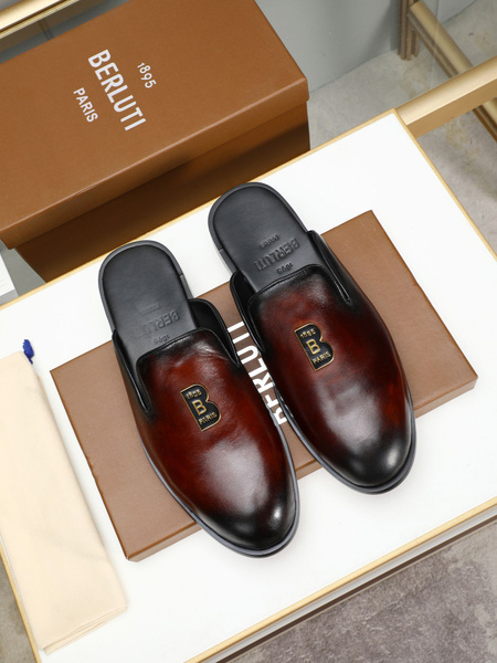 Туфли Мужской Berluti Воловья кожа размер 42 Без каблука 4 слингбэки Без застёжки Круглый нос