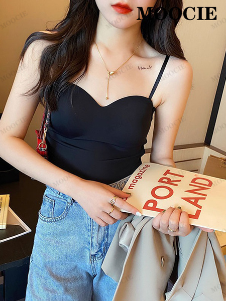 Кроп-топ Женский MOOCIE черный, размер 40, 46 Политекс Без рукавов Повседневный Китай купить c ...