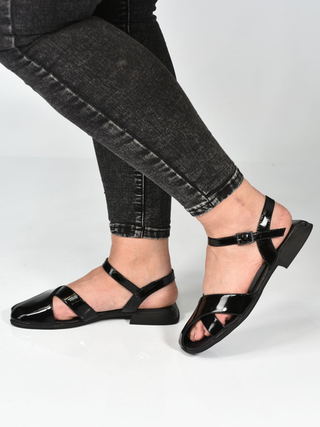 Босоножки Женский Ascalini Без каблука Кожа натуральная лакированная, размер 39 8 Лето Россия ...