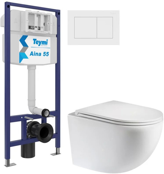 Комплект Унитаз подвесной Teymi Lina S T40102 / Инсталляция Aina ...