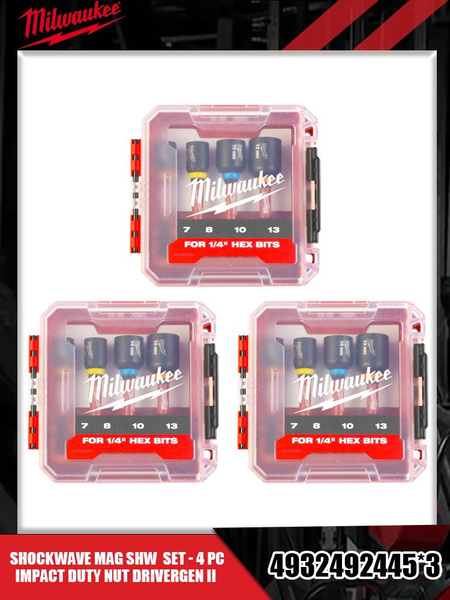 Milwaukee 4932492445 Ударный инструмент SHOCKWAVE Набор гайковертов - 4 ...