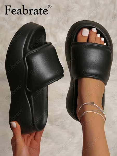 Шлепанцы Женский Feabrate, размер 37 EVA Круглый нос, Толстая подошва R (средняя) Без застёжки ...