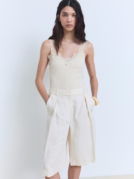 Топ Женский MANGO слоновая кость, размер 48, 50 Хлопок, Эластан Повседневный Камбоджа купить c ...