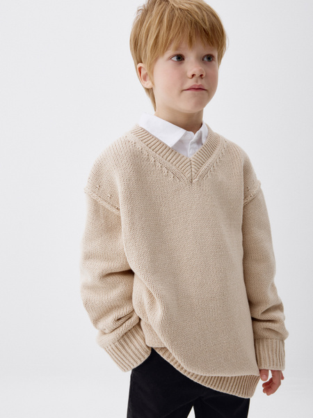 Джемпер Мальчики SELA молочный, размер 164 Без застежки свободный Китай купить c доставкой на ...